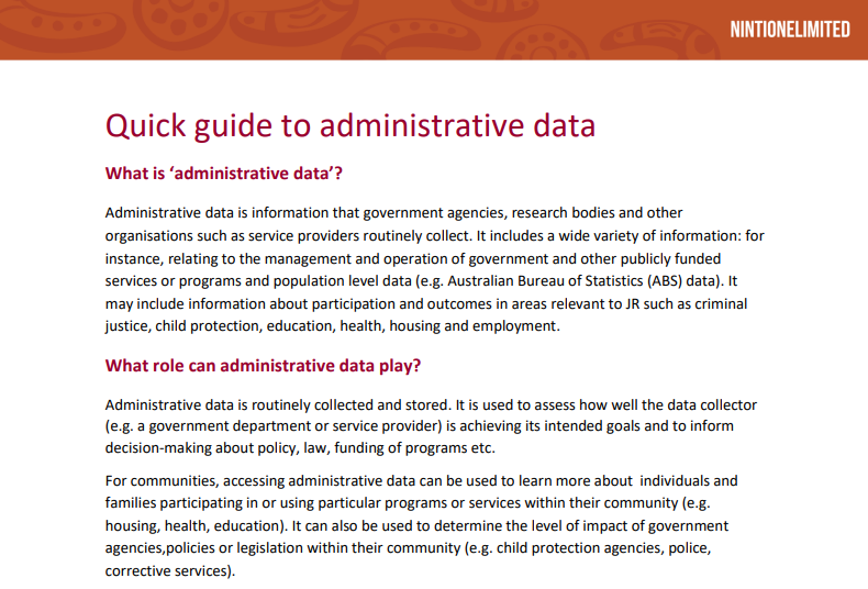 Working with data – Justice Reinvestment Network Australia
